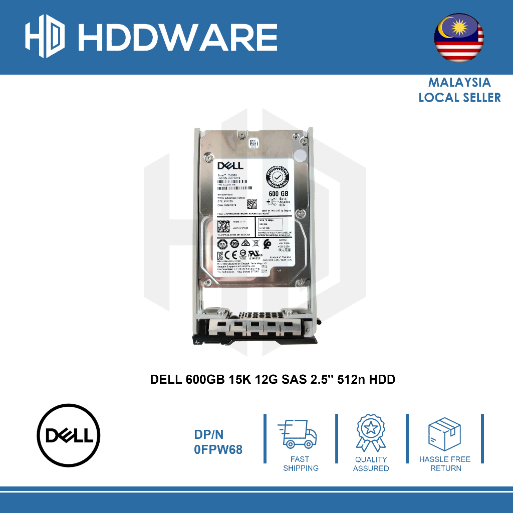 DELL 600GB 15K 12G SAS 2.5'' 512n HDD // FPW68 // 0FPW68 // ST600MP0036 ...