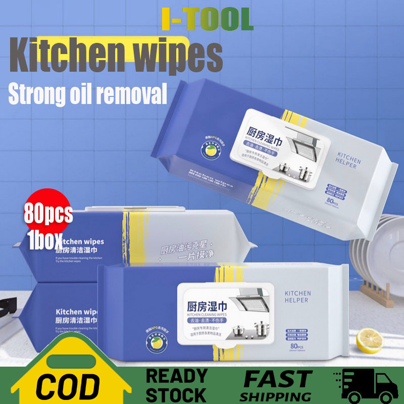 ITOOL 80pcs Kitchen Wipes Degreasing Wet Paper Disposable Kitchen Wet ...