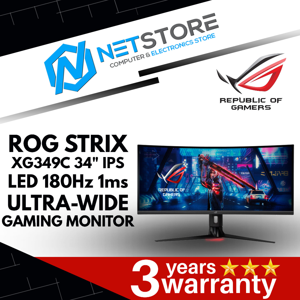 ASUS ROG STRIX XG349C 34" IPS LED 180Hz 1ms ULTRA-WIDE GAMING MONITOR ...