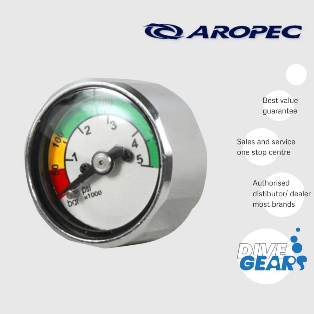 Aropec Mini High Pressure Gauge With Bar Calibration Technical Dive ...
