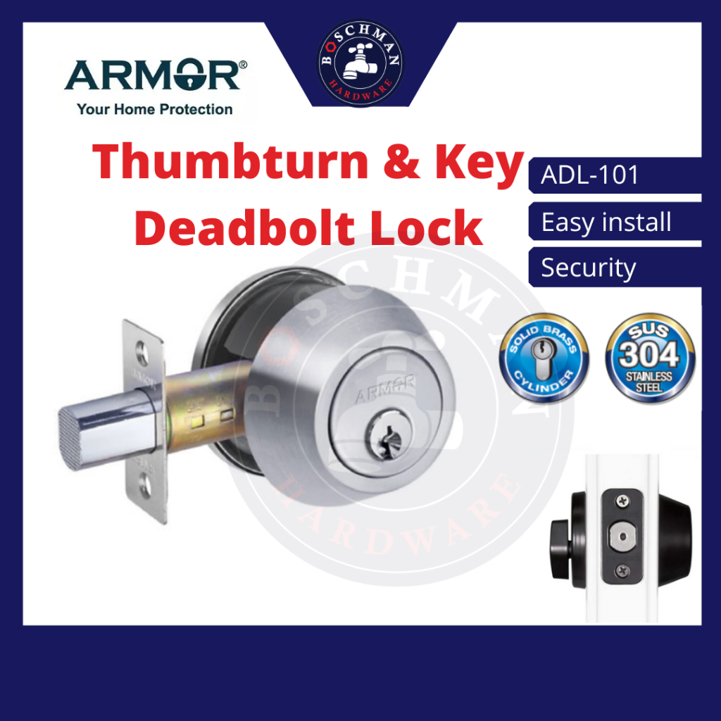Armor Thumbturn & Key Deadbolt Lock SUS304 (ADL-101) Solid Brass ...