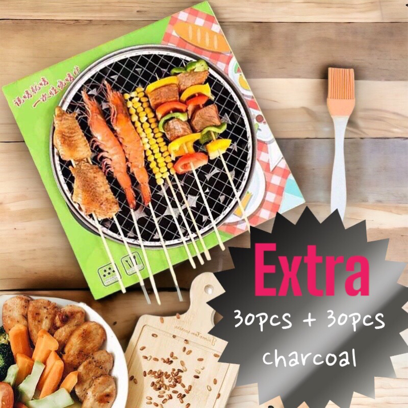 60pcs Charcoal One Time Disposable Instant Barbeque Set / Quick Setup ...
