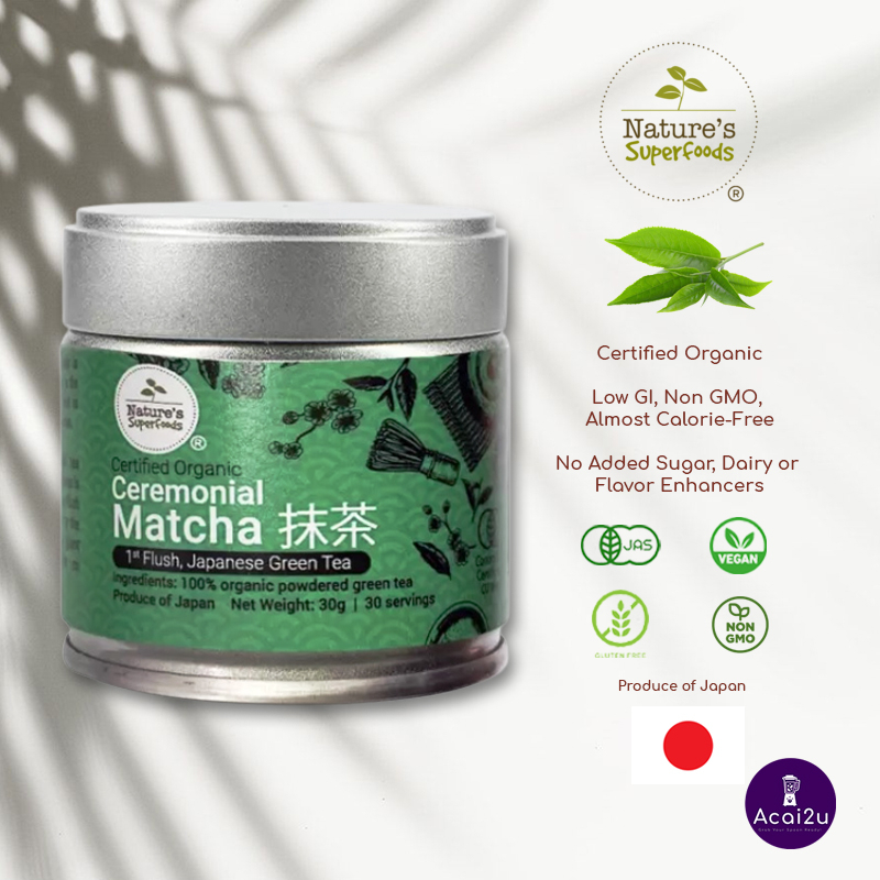 Nature's Superfoods Organic Ceremonial Grade Matcha Powder, Tin ...