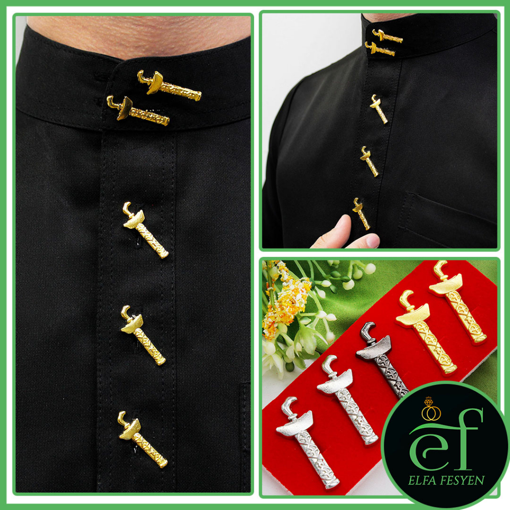 Butang baju Melayu Keris Sarung Design baru 5pcs in 1box | Shopee Malaysia