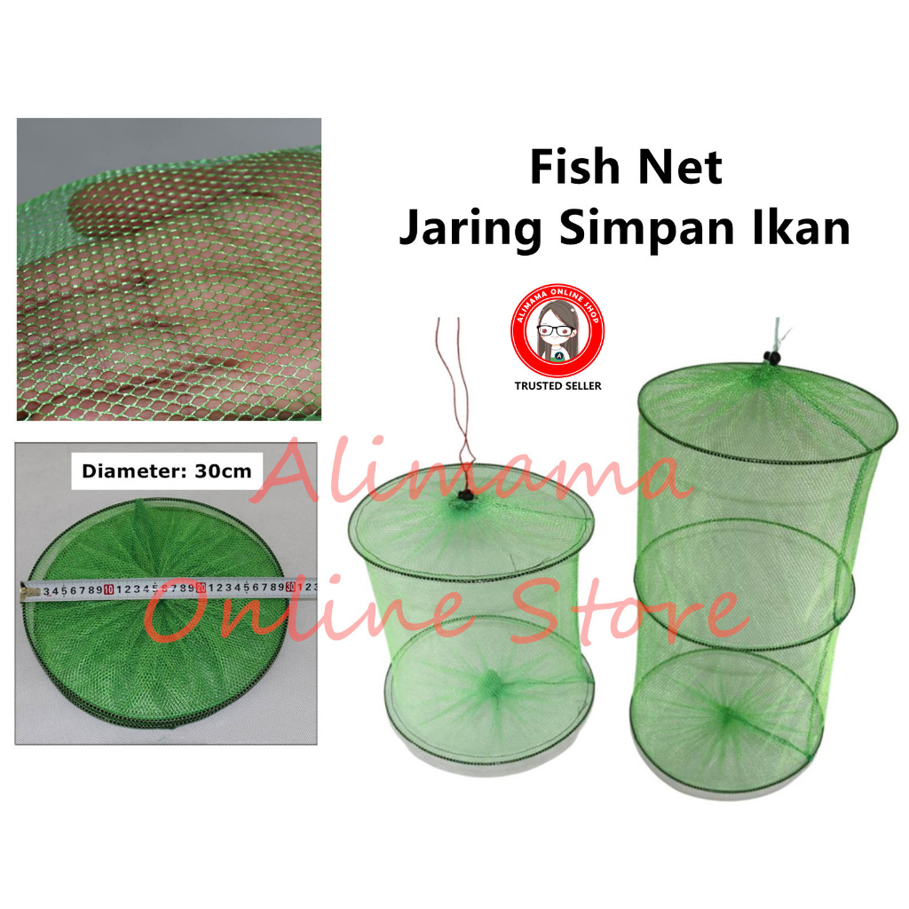 Foldable Fish Ring Net Jaring Nylon Simpan Ikan Fishing Net | Shopee ...