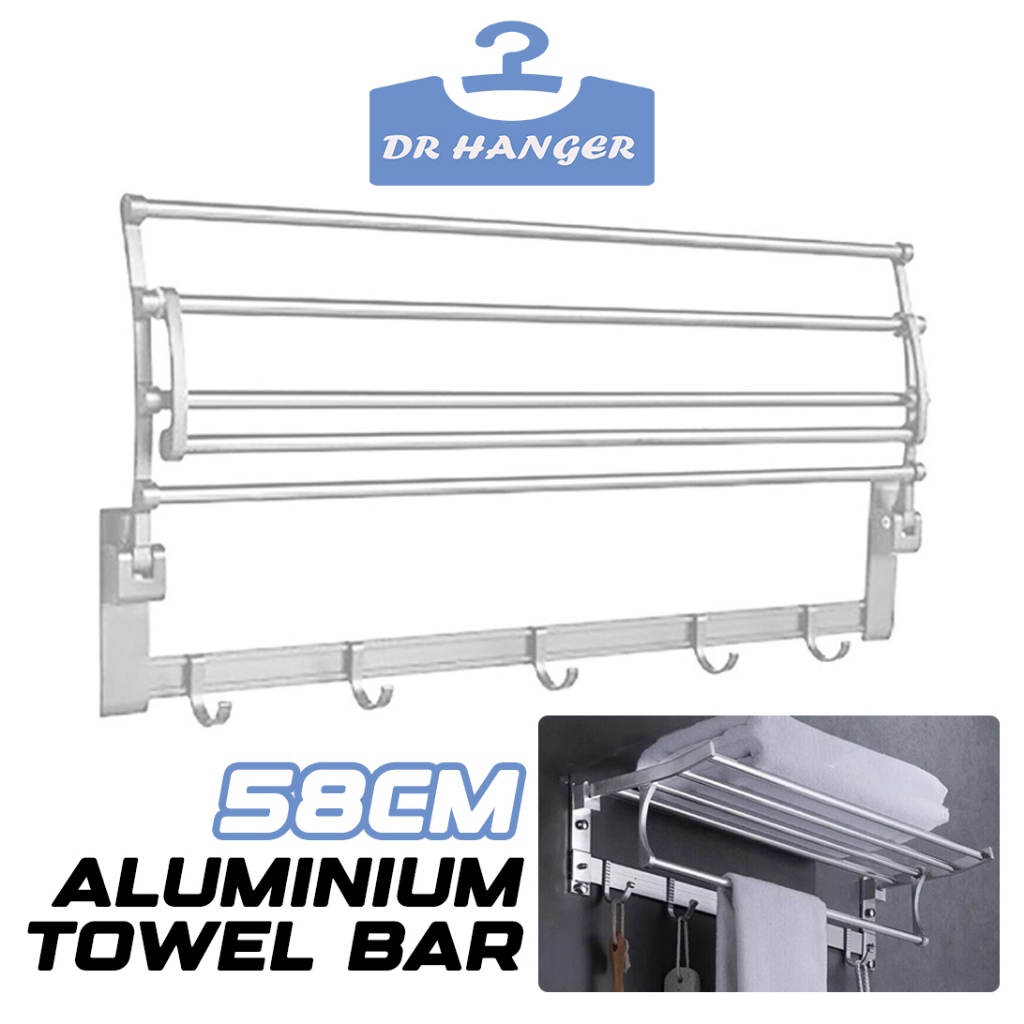 Foldable Movable Aluminium Towel Bar Rack Rail Wall Mounted Shelf Rack ...