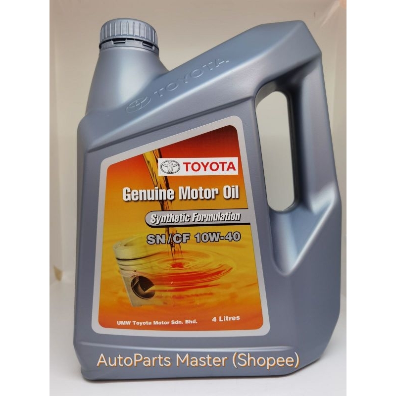 **Genuine** Toyota Semi Synthetic Motor Engine Oil SAE 10W-40 API SN/CF (4L) | Shopee Malaysia