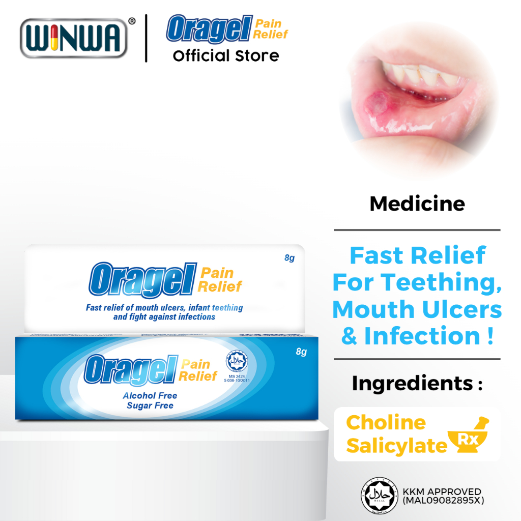 Oragel Pain Relief & Antiseptic (8g/15g) - For Mouth Ulcer, Teething ...
