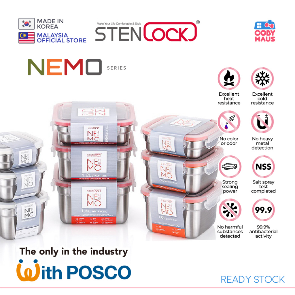 STENLOCK Korea Nemo Series - Stainless Steel 304 Airtight Food Container | Shopee Malaysia