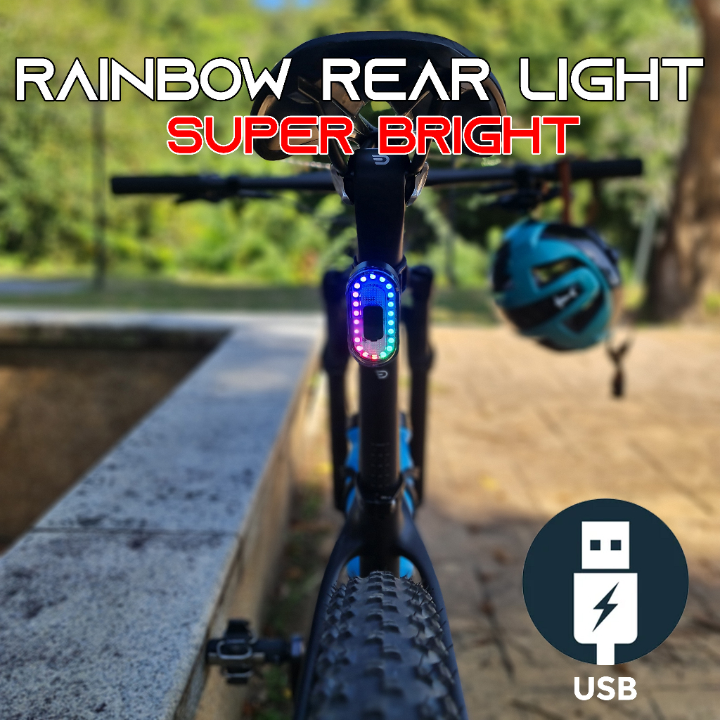 🔥Ready Stock🔥RAINBOW Bicycle Tail Light Rear Lights Road Bike MTB RB ...