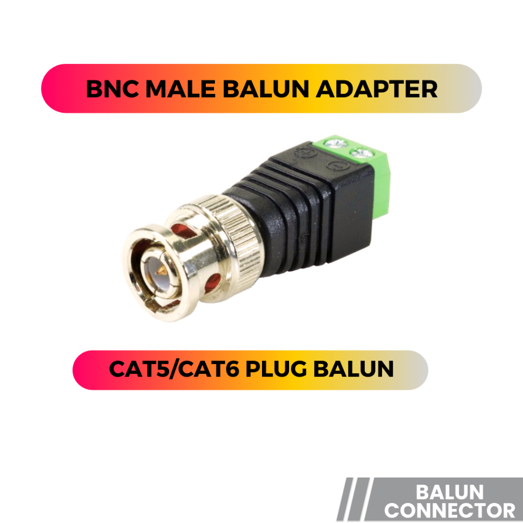 HIKVISION CCTV Male Balun Connector Adapter for Coax CAT5 CAT6 CAT7 to ...