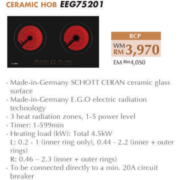 Fotile Hob EEG75201 Vitro ceramic Schott Ceran Glass | Shopee Malaysia