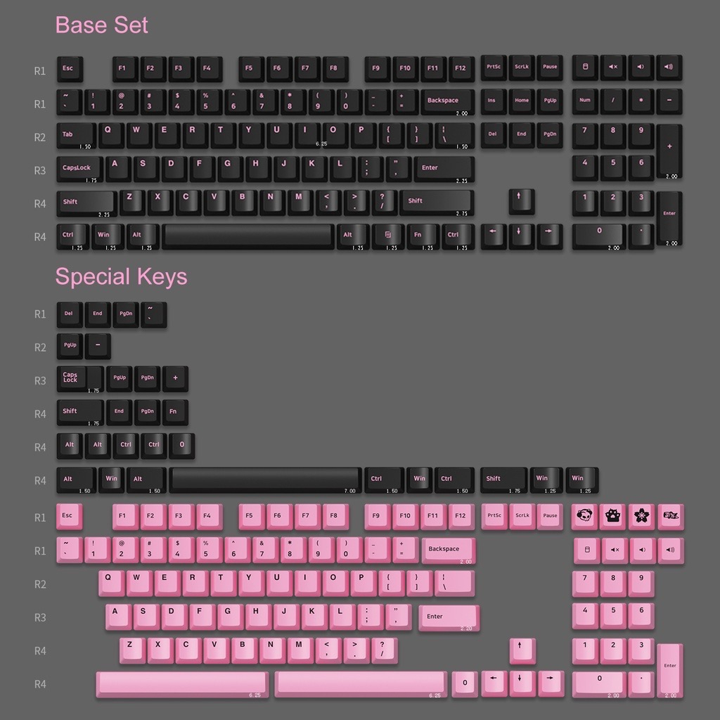 Akko Cherry Black & Pink The Dancer Version PBT Double Shot Keycap Set ...