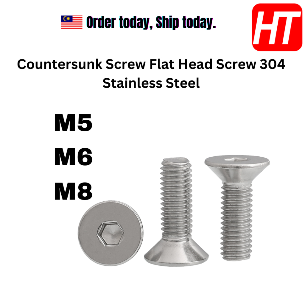 [10PCS] M5 M6 M8 Series Allen Countersunk Screw Stainless Steel ...