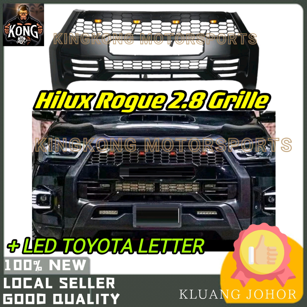 TOYOTA HILUX ROGUE 2.8 GRILLE GRILL WITH LED TOYOTA LETTER WRITING ...