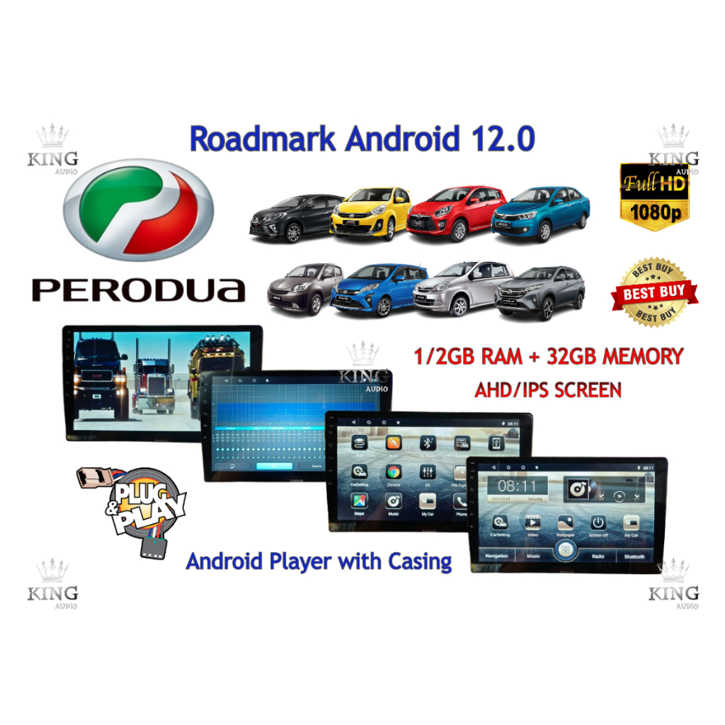PERODUA 9"/10" 2+32 Android 12 Media Player with Casing & Socket P&P ...