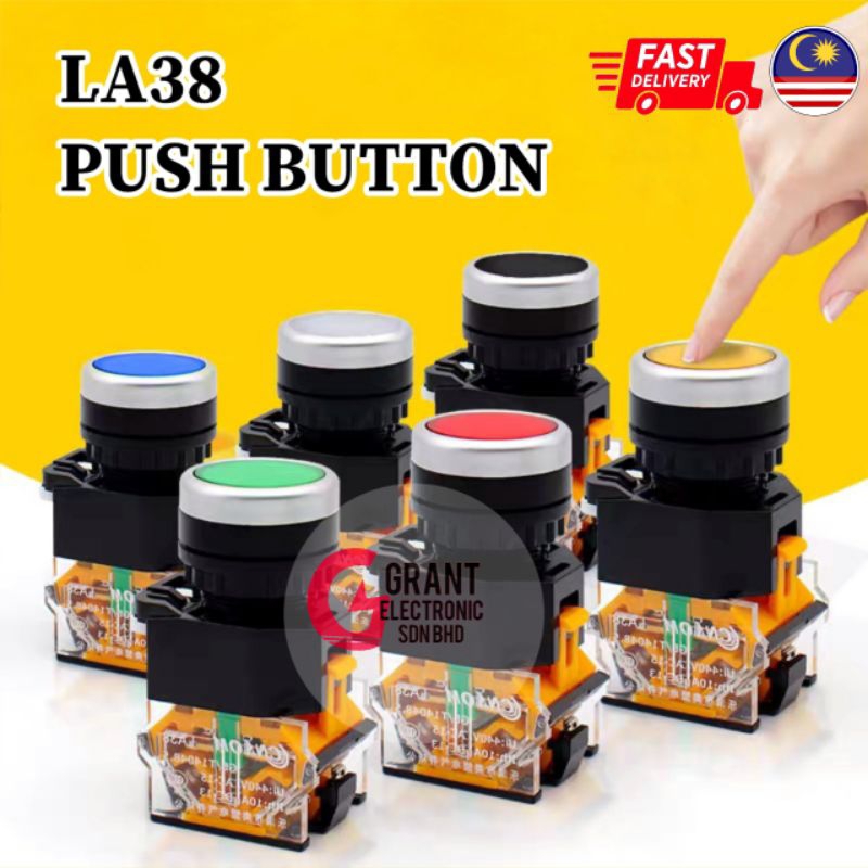 22mm LA38 Push Button (Non-Latching) Self Reset Switch LA38-11 | Shopee Malaysia