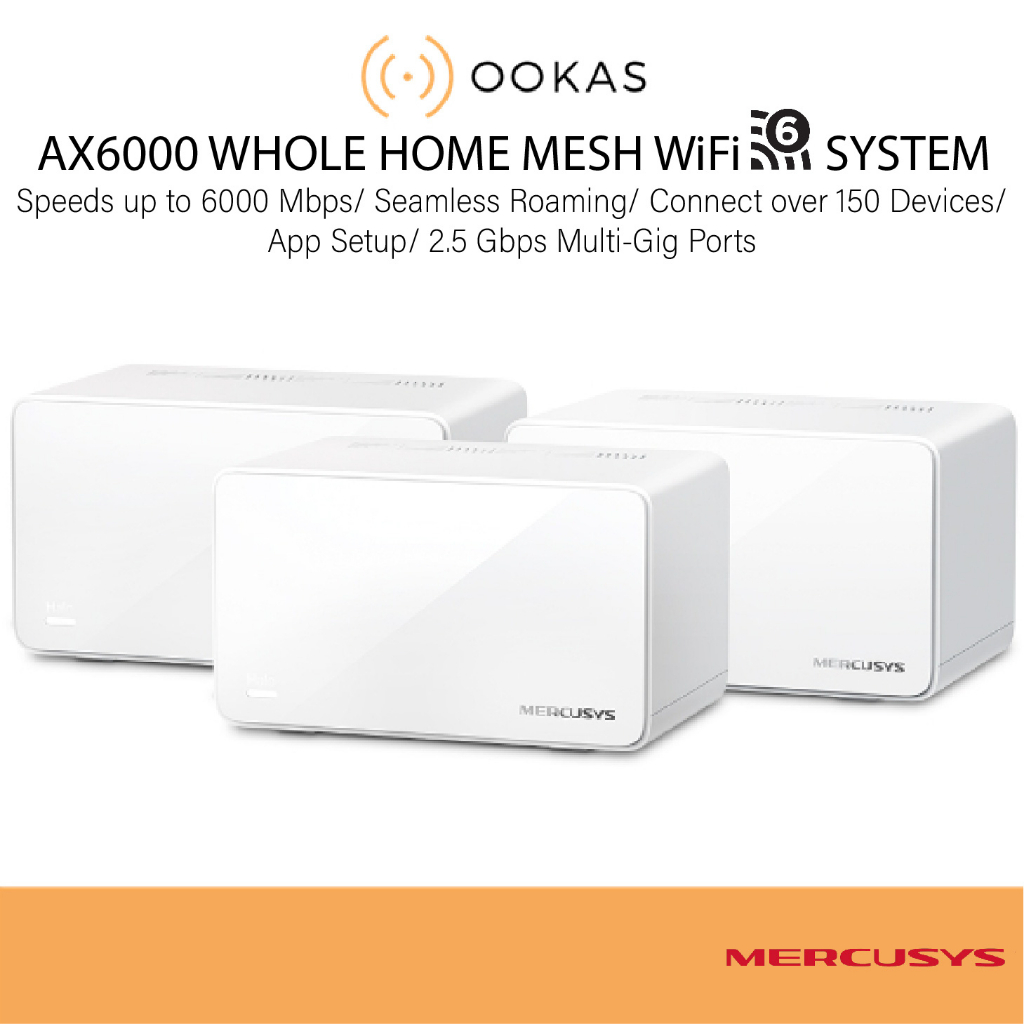 Mercusys (By TP-LINK) Halo H90X AX6000 2.5G Port Whole Home Mesh WiFi 6 ...