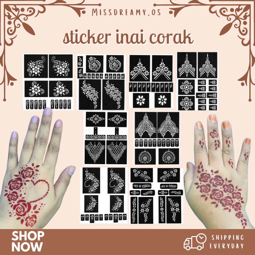 design sticker inai pengantin stiker harga borong new viral stiker inai ...