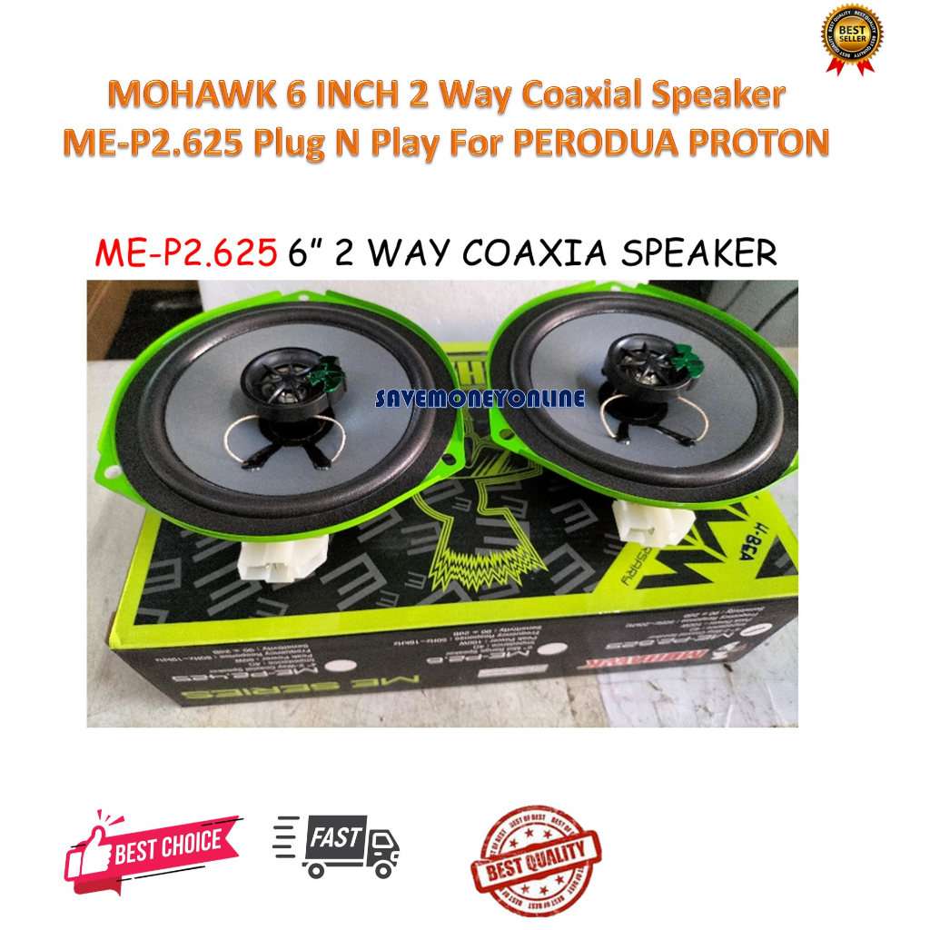 MOHAWK ME-P2.625 ｜Perodua OEM Plug & Play Speaker｜6” 2-Way Coaxial Speaker | Shopee Malaysia