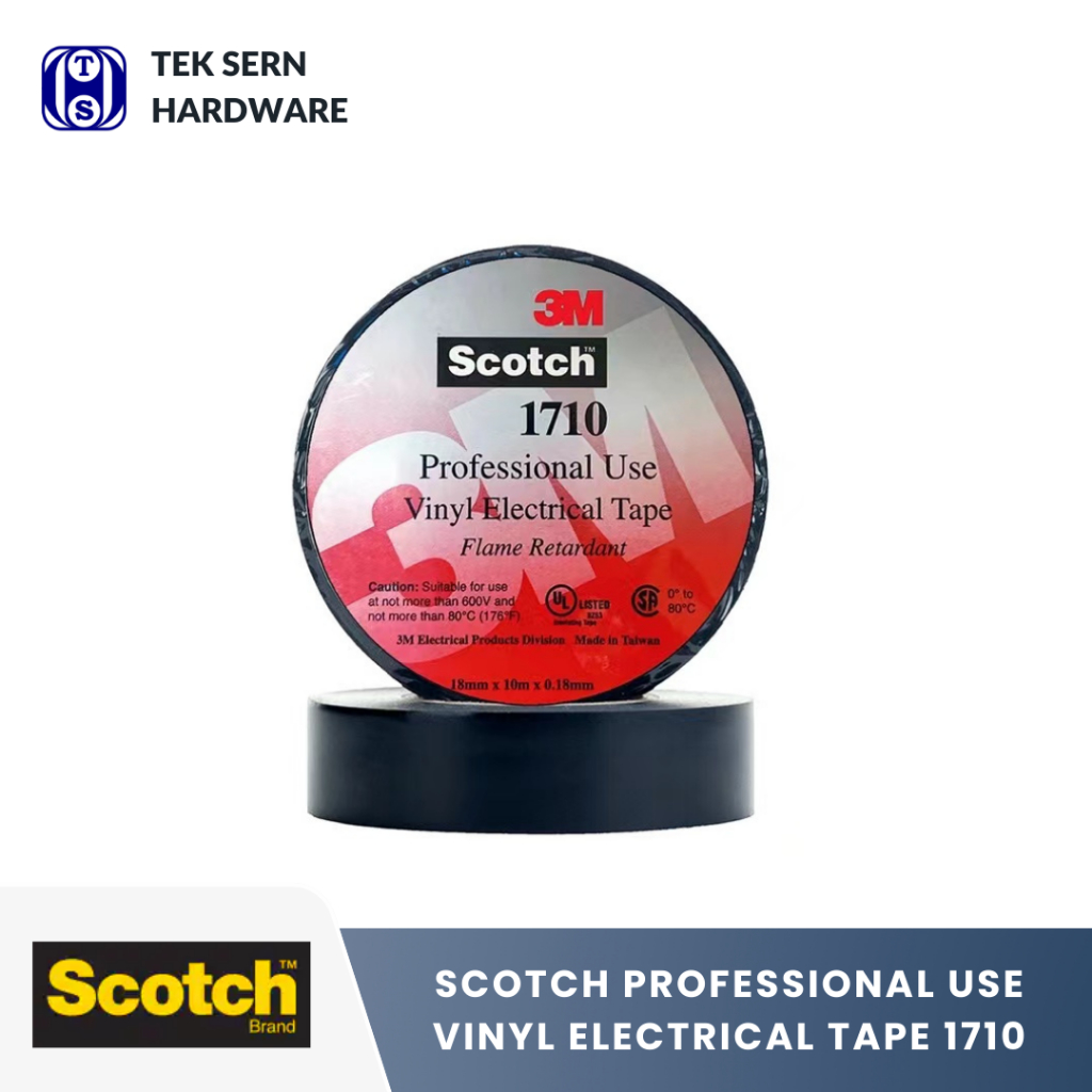 3M Scotch 1710 Vinyl Electrical Tape/ PVC Insulation Tape/ BLACK Wire ...