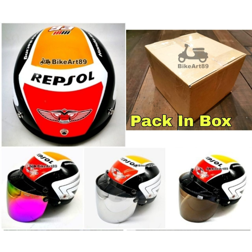 100% Original MHR 3 REPSOL / MHR III Half Cut Helmet Kura Wave 125Z EX5 ...