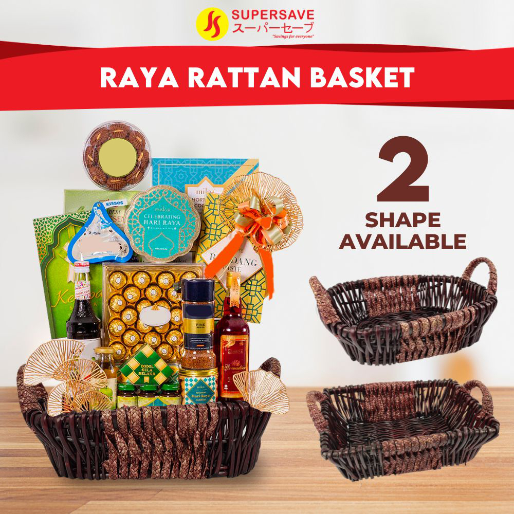 SUPERSAVE Large Raya 2024 Rattan Basket Storage Organizer Hamper Tray ...