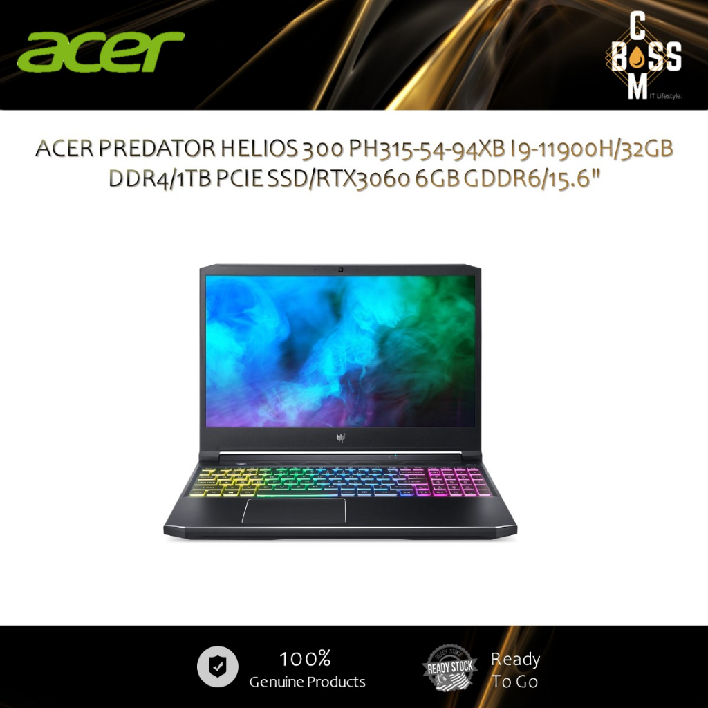 ACER PREDATOR HELIOS 300 PH315-54-94XB I9-11900H/32GB DDR4/1TB PCIE SSD ...