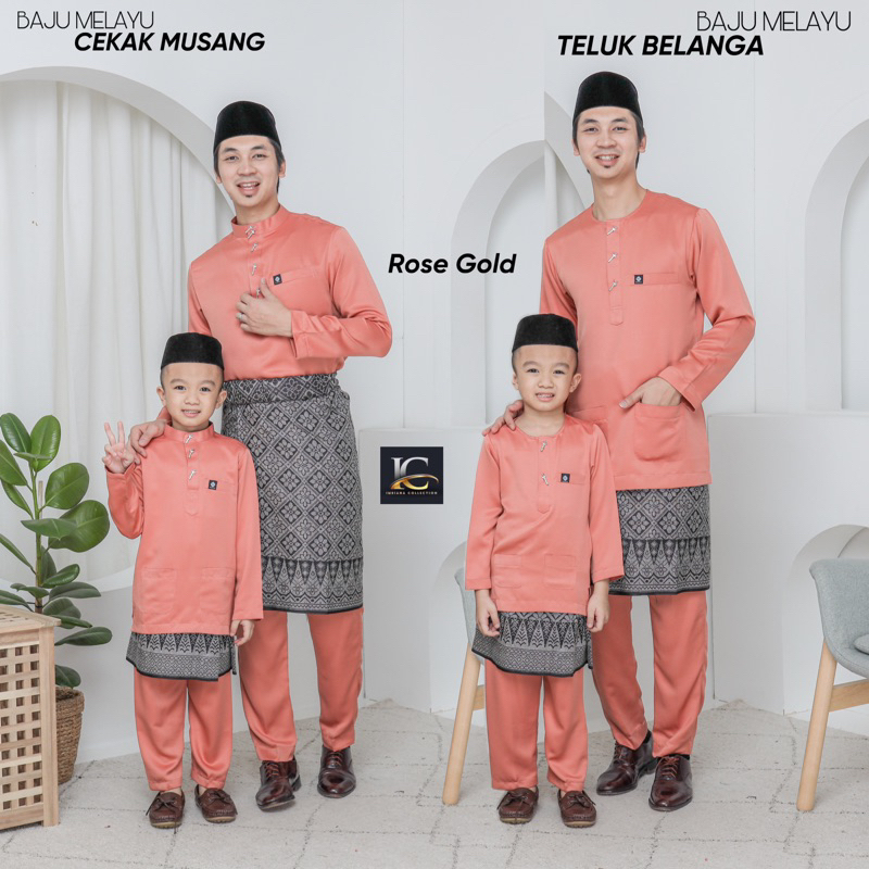 BAJU MELAYU MODEN ROSE GOLD TELUK BELANGA DAN CEKAK MUSANG SET AYAH DAN ANAK | Shopee Malaysia