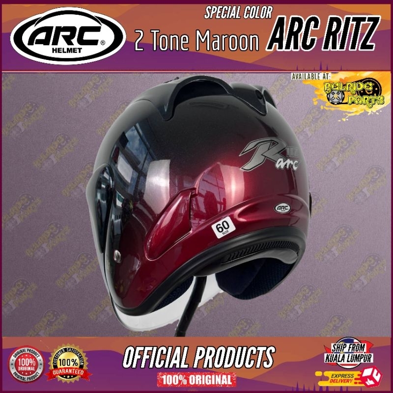 ARC Ritz 2 Tone Maroon New Special Color Original ARC Helmet | Shopee ...