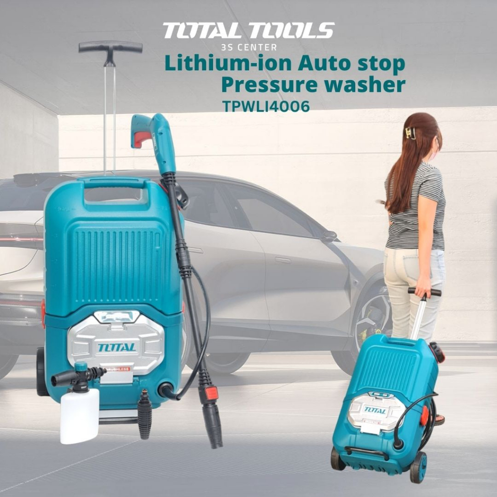 TOTAL Li-ion Cordless Portable Auto stop pressure washer / Water jet ...