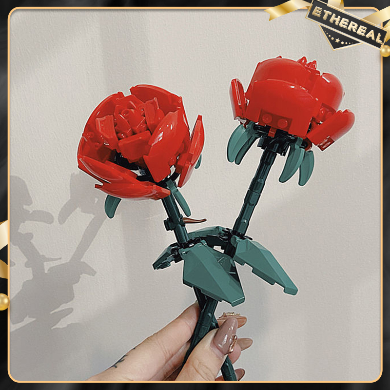 DIY Building Block Rose Flower Building Blocks Kit Flower Building ...