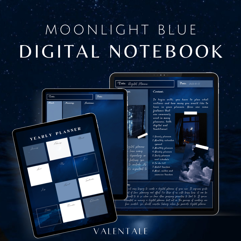 Digital Notebook // Moonlight Blue // for Goodnotes Notability ...