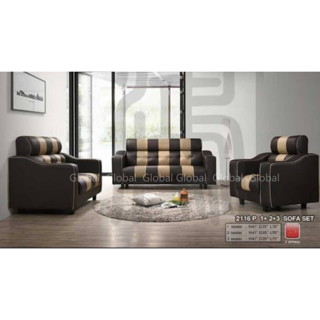 PVC Sofa Set GLOBAL Furniture 1 Seater 2 Seater 3 Seater | Shopee Malaysia