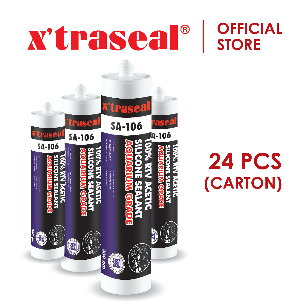 [BORONG] X'traseal SA-106 Aquarium Grade 100% RTV Acetic Silicone Sealant 300g (24pcs) | Shopee ...
