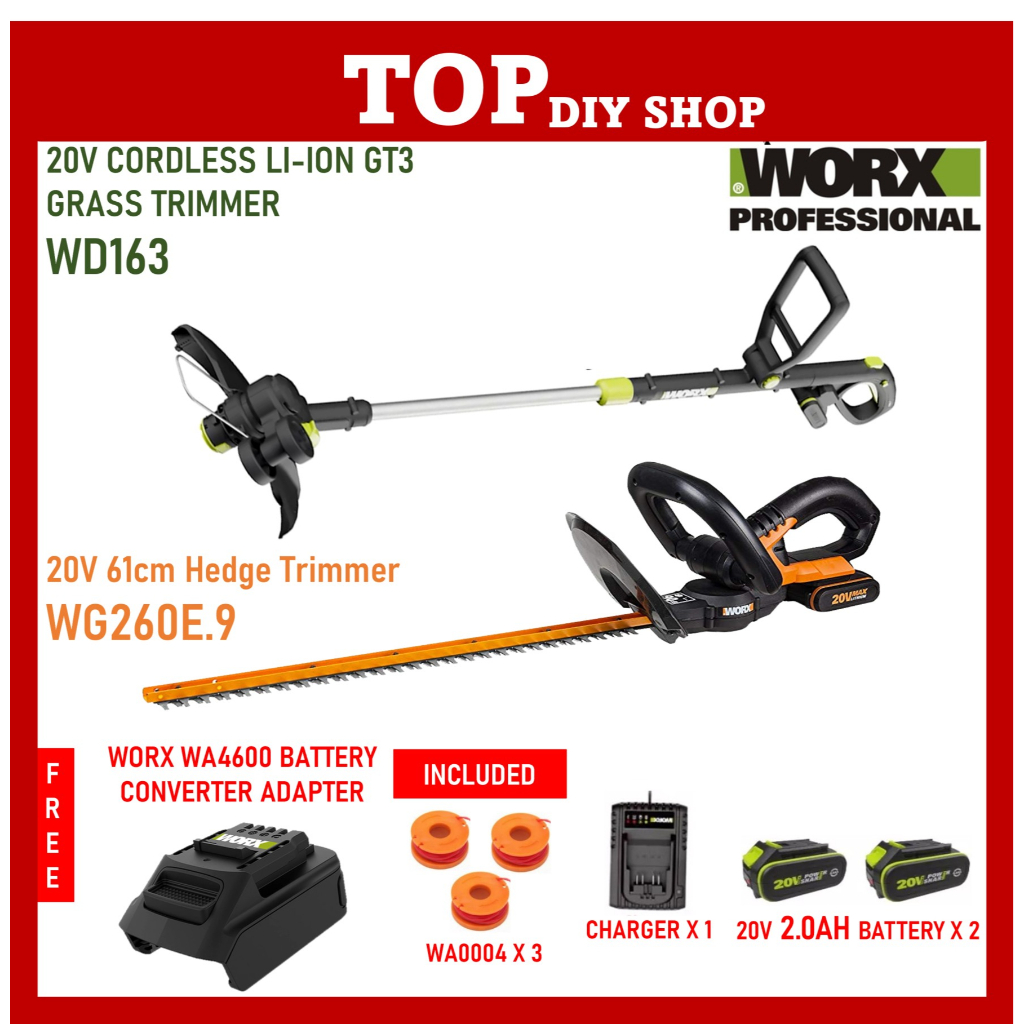 WORX Grass Cutter WD163 20V Cordless Electric Grass Cutter Grass ...