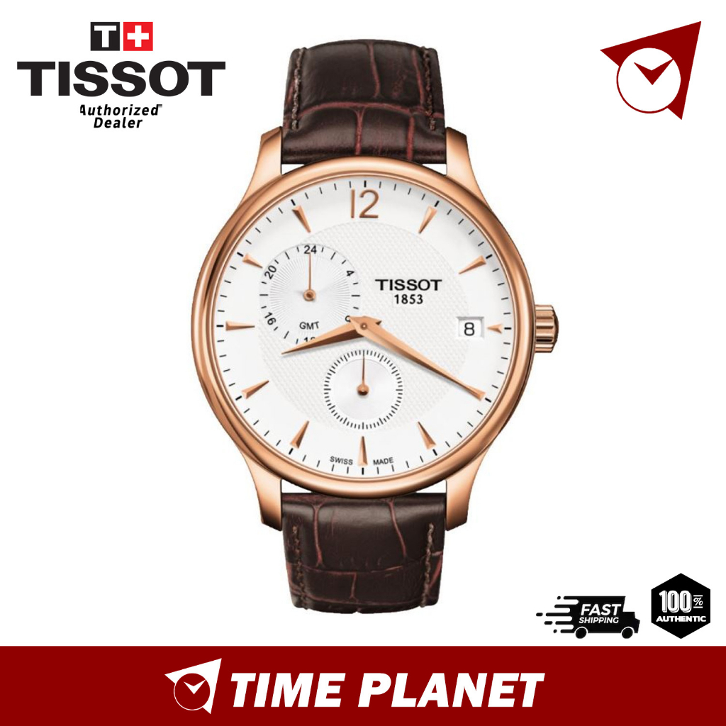 Tissot Tradition GMT Dual Time Leather Men's Watch T0636393603700 ...