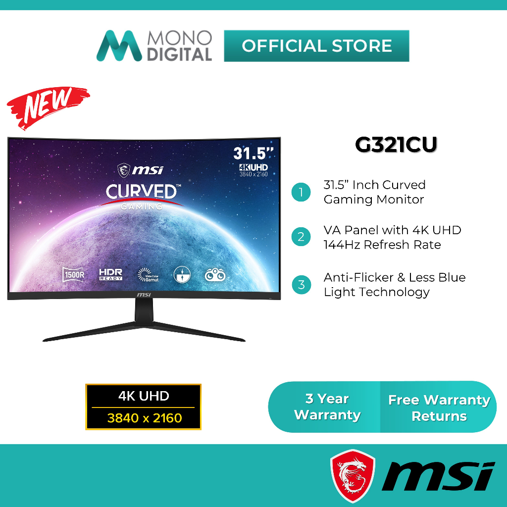 MSI Optix G321CU / G321CUV / MAG251RX HDR Curved Gaming Monitor with 4K ...