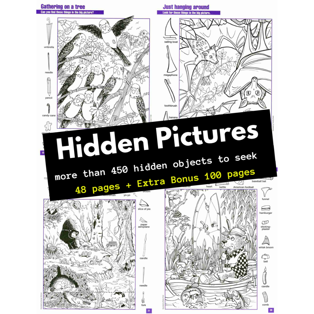 [Softcopy PDF] Hidden Pictures Activity for Kids Children Worksheets ...