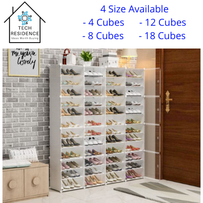 Techresidence Transparent Door Dustproof DIY Plastic Shoe Rack Cabinet ...