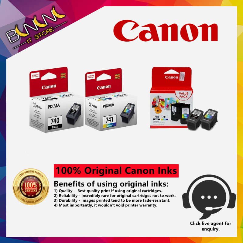 Canon ORIGINAL PG 740 Black CL 741 Colour Ink Cartridges PG-740 CL-741 VALUE PACK | Shopee Malaysia