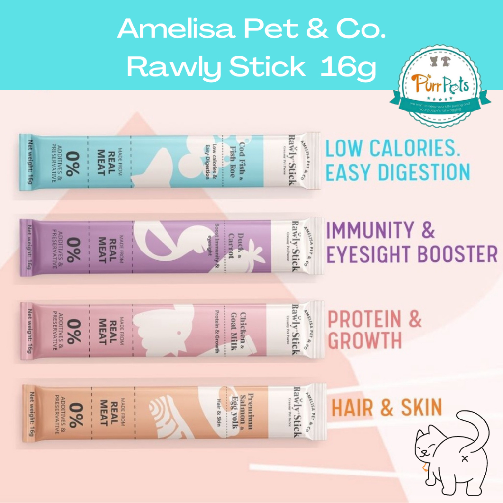 Amelisa Pet & Co. Rawly Stick Pet Puree Functional Treats For Cats ...