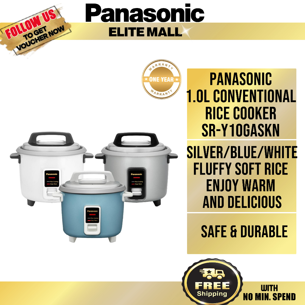 PANASONIC SR-Y10G 1.0L CONVENTIONAL RICE COOKER SR-Y10GASKN (SILVER/BLUE/WHITE) | Shopee Malaysia