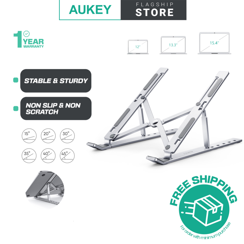 AUKEY HD-LT07 Aluminium Laptop Stand, Adjustable and Portable Laptop ...