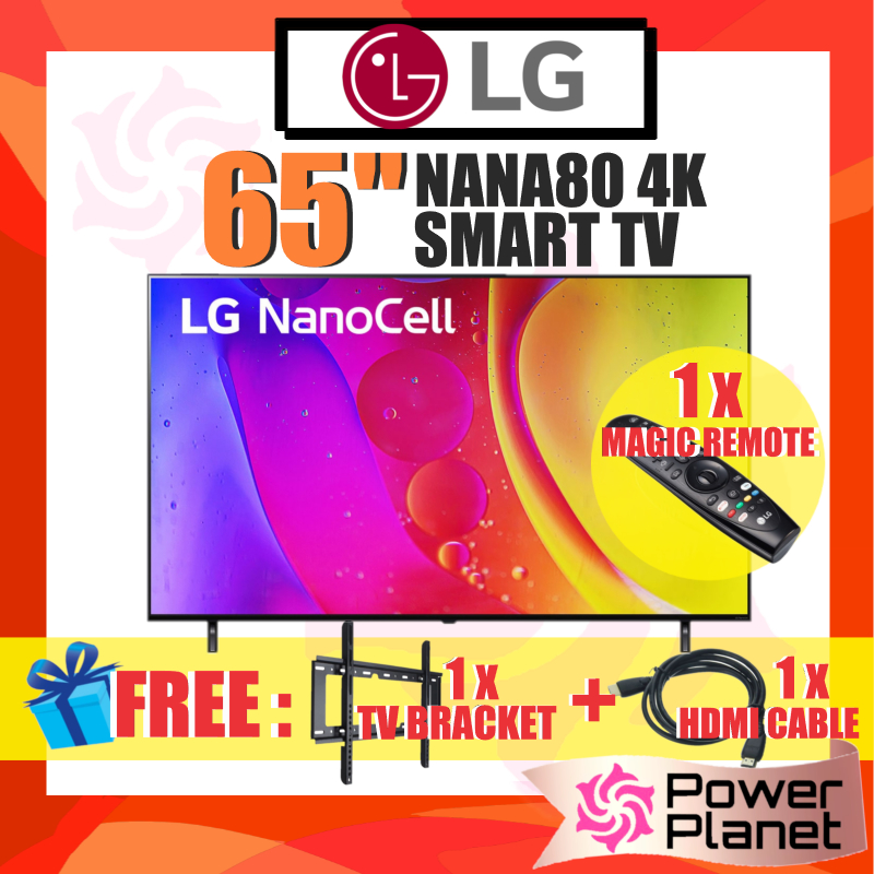 [FREE TV BRACKET & HDMI CABLE] LG 65’' NANO80 4K UHD Smart NanoCell TV with AI ThinQ 65NANO80SQA ...