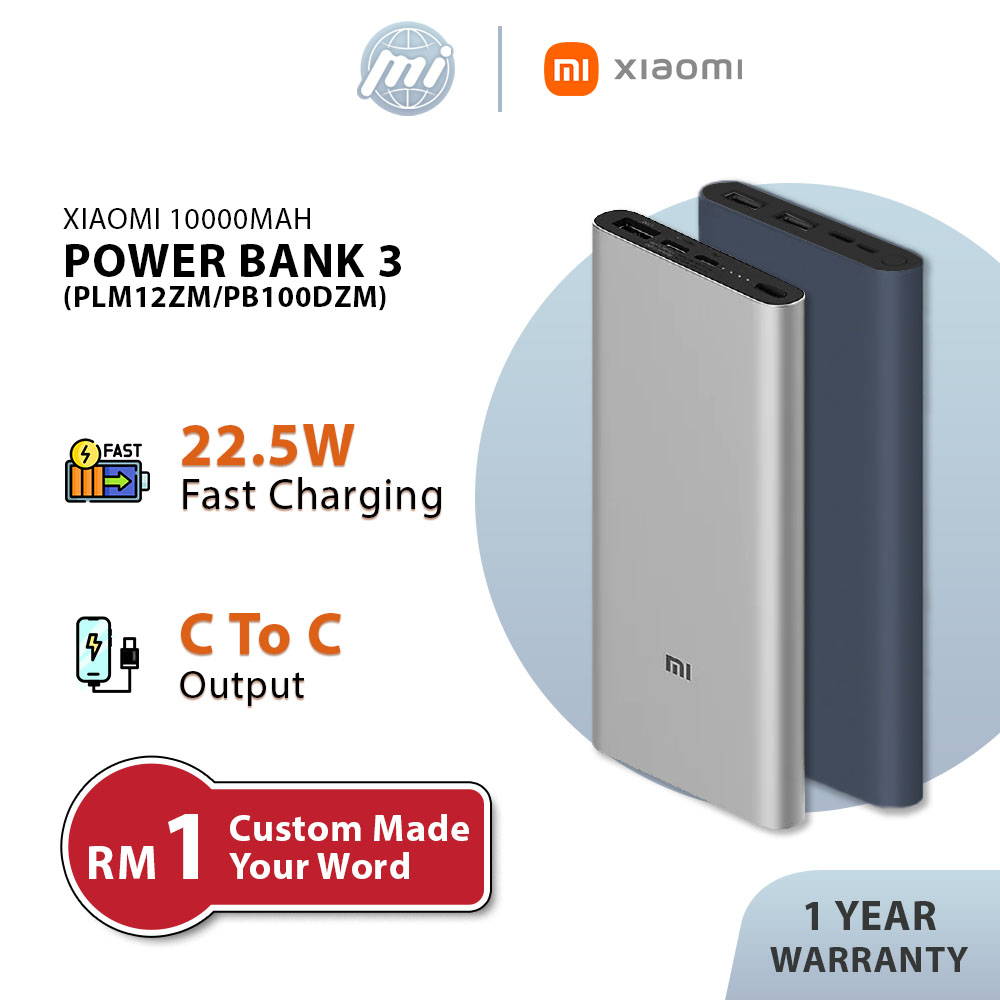 Xiaomi Power Bank 3 Fast Charge USB C For iPhone Dual USB Input Output ...