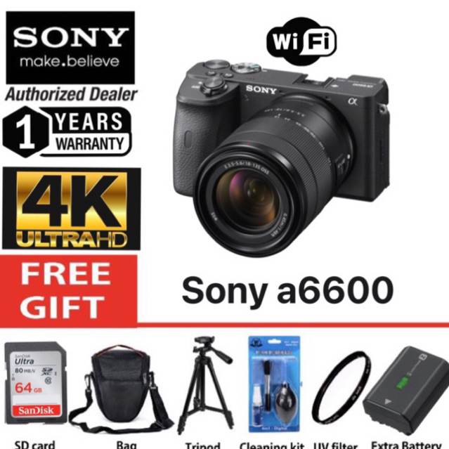 Sony A6600 18-135mm free extra battery original/64gb/bag/tripod/uv ...