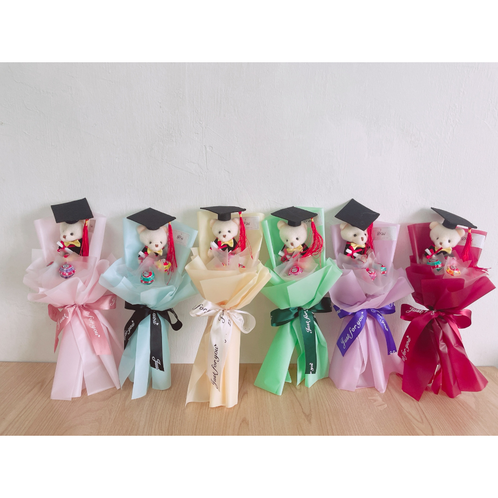 Graduation Bear Lollipop Bouquet Convocation Candy Sweet Flower 棒棒糖毕业花束 ...