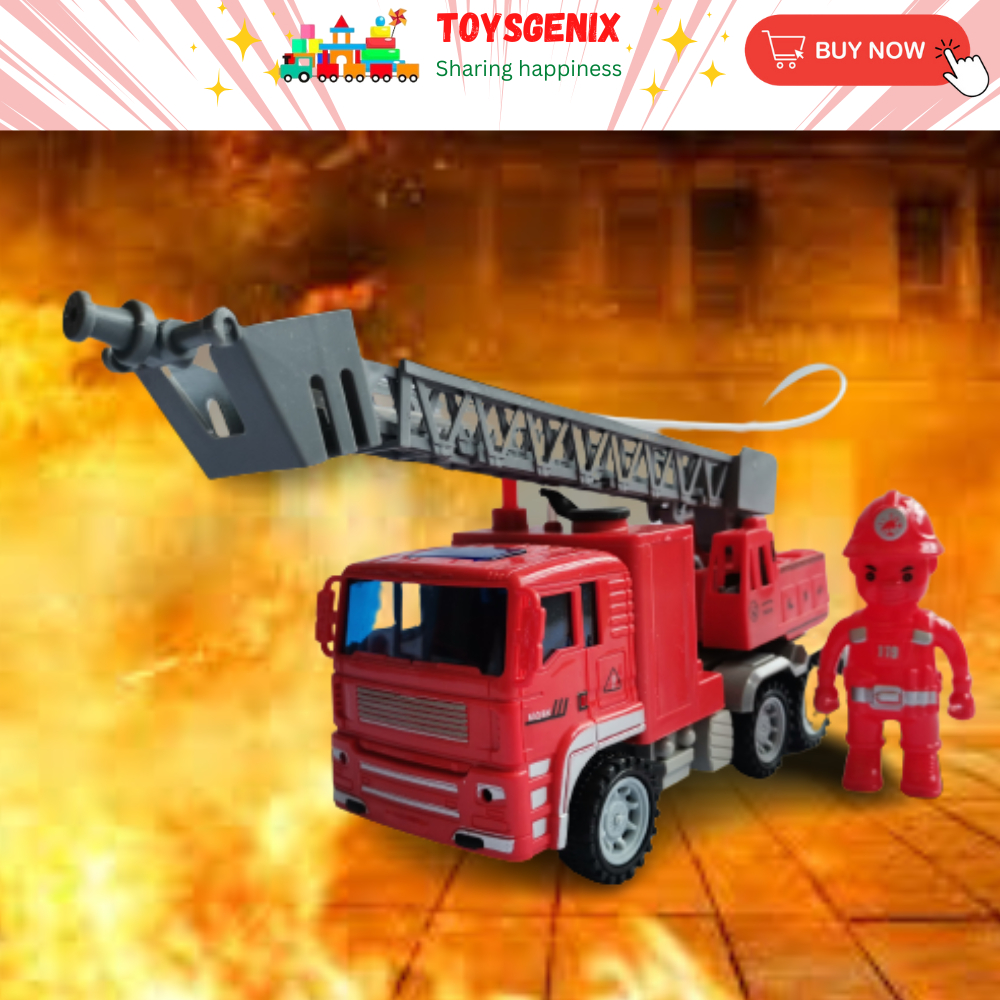 ToysgeniX Gift For Kids Toys Red Fire Truck Toy with Extendable Ladder ...
