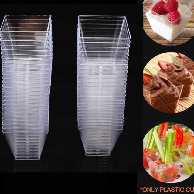 SQUARE PLASTIC PUDDING CUP (20PCS) With Cover | Shopee Malaysia